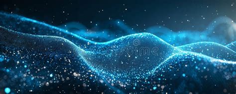 abstract digital data streams flowing in a dynamic blue wave pattern