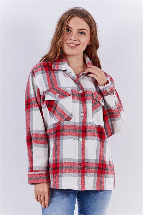 Buy Dont Call Me Jennyfer Women Spread Collar Checkered Jacket Red And
