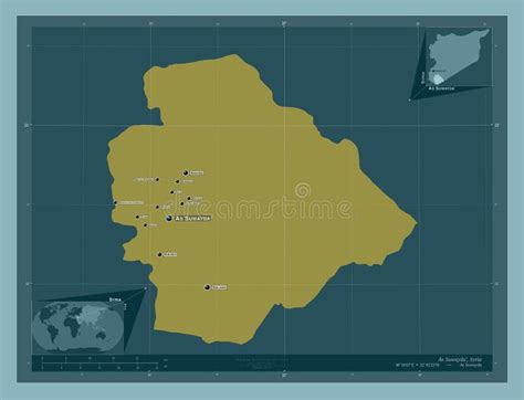 As Suwayda Syria Solid Labelled Points Of Cities Stock Illustration