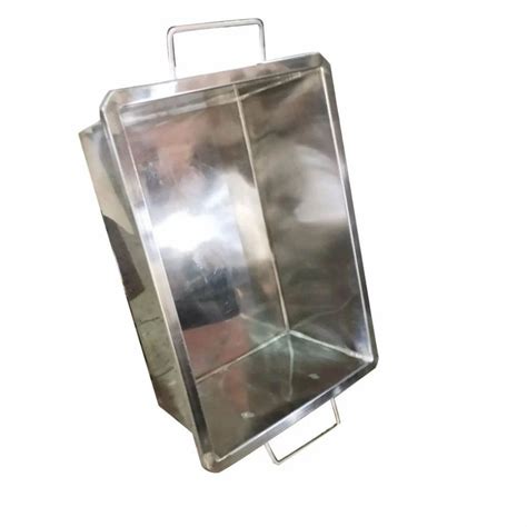 Open Top Silver Stainless Steel Rectangular Dustbin Size 18x12 Inch