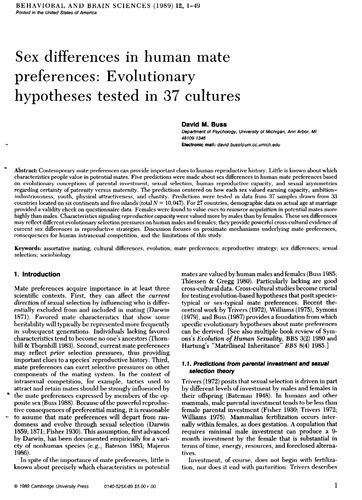 Aqa Psychology Y13 Relationships Evolution Sexual Selection Human