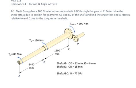 Solved MEI Homework Torsion Angle Of Twist Chegg