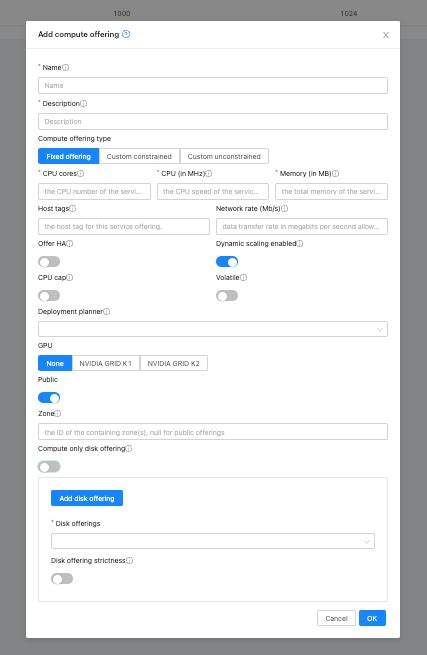 Service Offerings Disk Offerings Network Offerings And Templates — Apache Cloudstack 42000