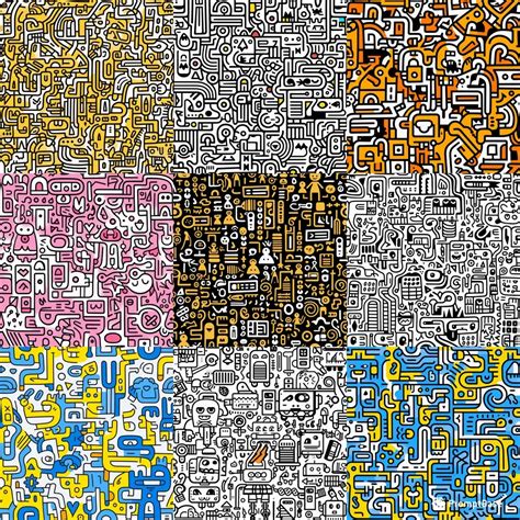 Thick Line Doodle Art Patterns Midjourney Prompt Promptbase