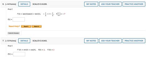 Solved 4 Points] Scalc9 3 9 039 Find F