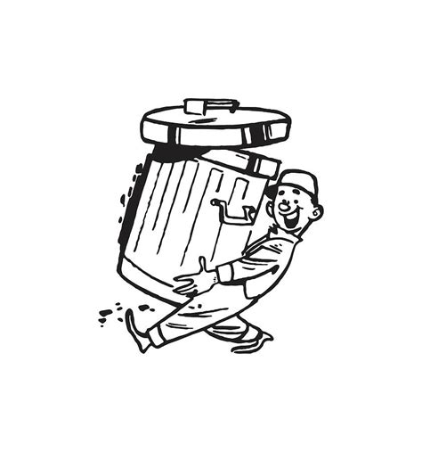 Garbage Man Carrying Can Drawing By Csa Images Fine Art America