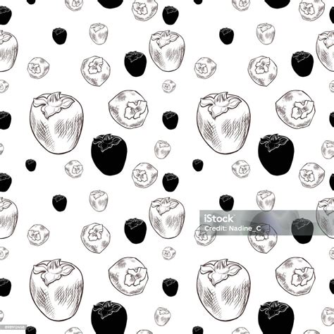 격리 된 아이콘으로 감 벡터 완벽 한 패턴 손으로 그린된 스케치 열 대 이국적인 오렌지 과일 메뉴 다이어트 Infographics 스티커 전단 서식 파일의 인쇄 가을에 대한