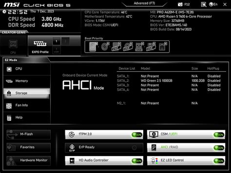 Problem Nvme Ssd Not Detected By Msi Pro A620m E System Performance