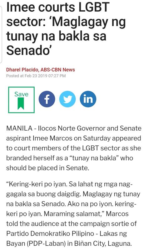 Cnn Philippines On Twitter Sen Marcos Says She Is Against Same Sex