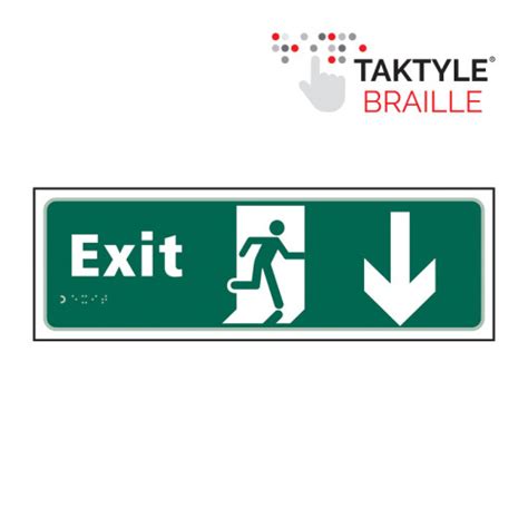 Spectrum Industrial Exit Man Running Arrow Down Sign Self Adhesive