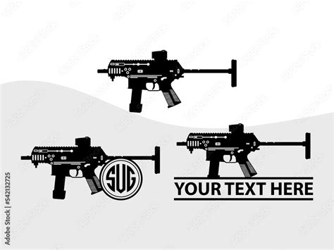 Vecteur Stock Gun Svg Gun Monogram Revolver Silhouette Gun