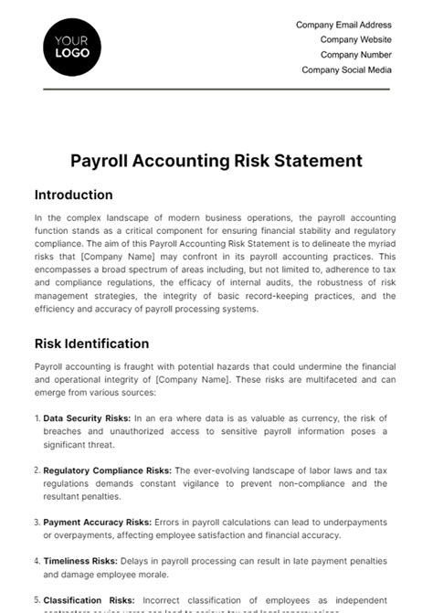 Free Payroll Accounting Risk Statement Template To Edit Online