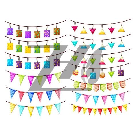 دانلود وکتور مجموعه پرچم و ریسه های رنگی دانلود رایگان فایل لایه باز