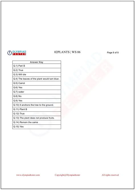Class 2 Science Olympiad Sample Paper On Plants Set 02 Artofit