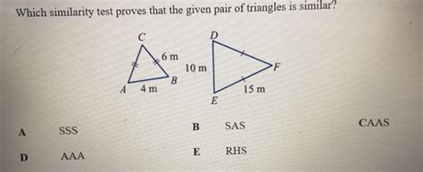 Solved Which Similarity Test Proves That The Given Pair Of Triangles