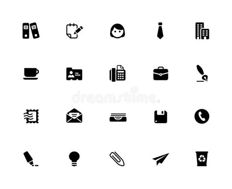 Office Business Icons 32 Pixels Icons White Series Stock Vector