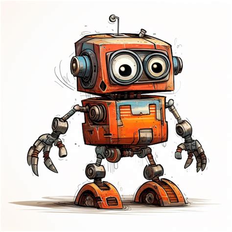 Sketchy Junkbot Clipart Isolated On White Background Premium Ai