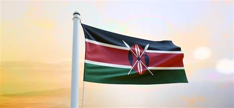 Bandera De Kenia 3d Bandera Ondeando Banner Y Fondo Foto Premium