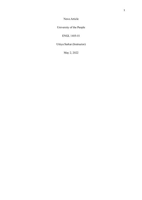 Unit 4 Written Assignment ENGL 1405 1 News Article University Of The