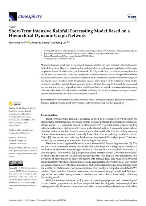 Pdf Short Term Intensive Rainfall Forecasting Model Based On A Hierarchical Dynamic Graph Network