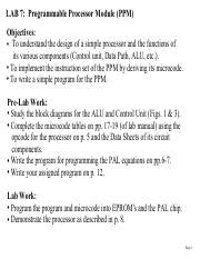 Lab7 Tutorial Pdf LAB 7 Programmable Processor Module PPM Objectives