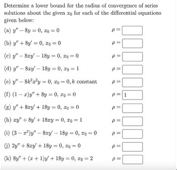 Answered Determine A Lower Bound For The Radius Of Convergence Of