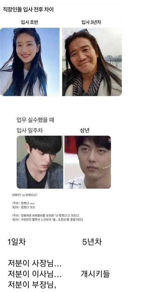 입사 초기 Vs 입사 N년차 2023 웃긴 웃긴 밈 패션 그림