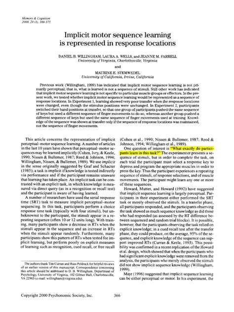 art implicit motor sequence learning is represented in response