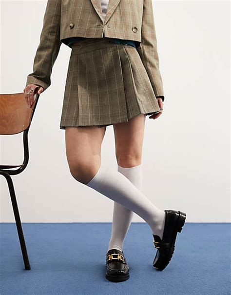 Asos Design Ribbed Knee High Socks In White Asos