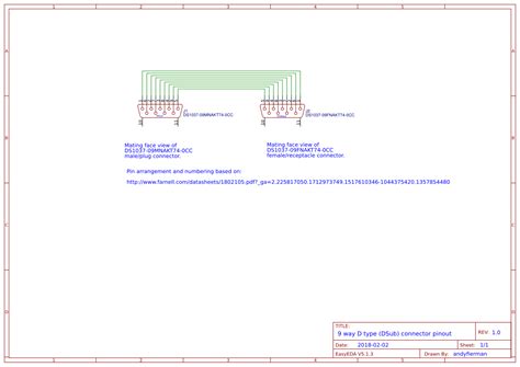 9 Way D Type Dsub Connector Pinout Oshwlab