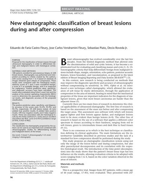Pdf New Elastographic Classification Of Breast Lesions During