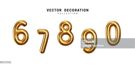 황금 번호 풍선 호일 및 라텍스 풍선 헬륨 발롱 파티 생일 기념일 과 결혼식을 축하합니다 사실적인 디자인 요소 축제 3d 렌더링 격리 설정 벡터 일러스트레이션 풍선에 대한