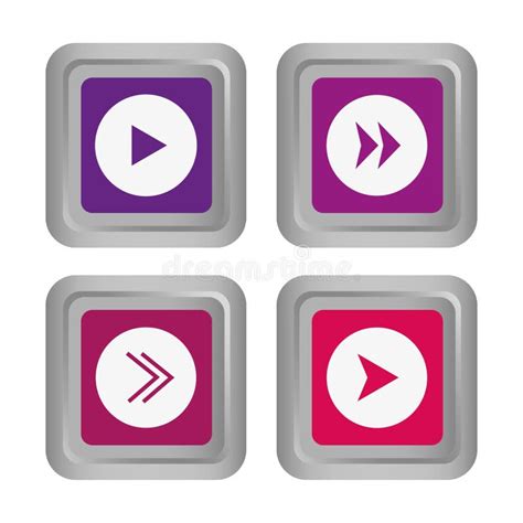 Colored Arrow Buttons Volumetric Square Buttons With Arrows Vector Illustration Stock Vector