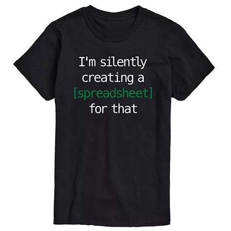 men s silently creating a spreadsheet graphic tee