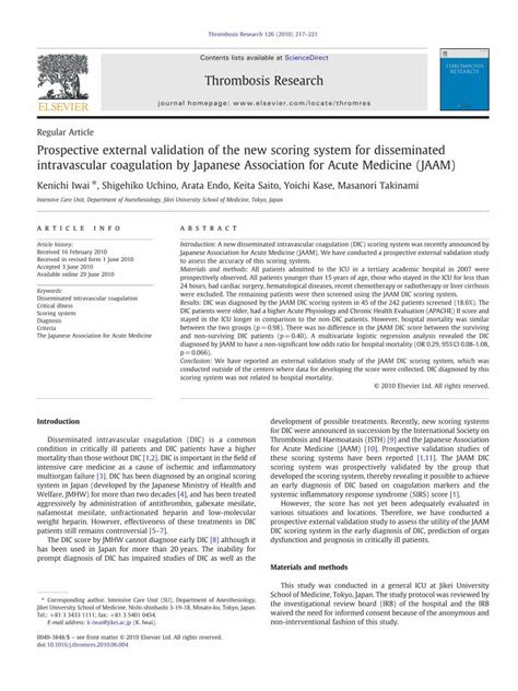 Pdf Prospective External Validation Of The New Scoring System For