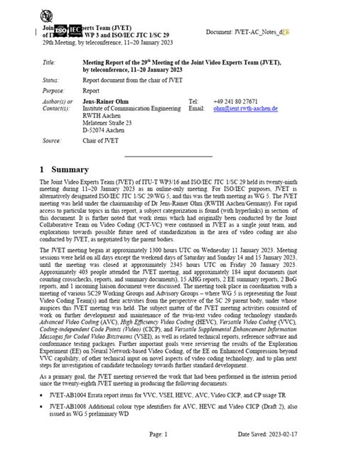 Jvet Ac Notes Df Pdf Video Information And Communications Technology