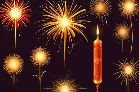 Golden Firecracker Celebration Vector Premium AI Generated Image