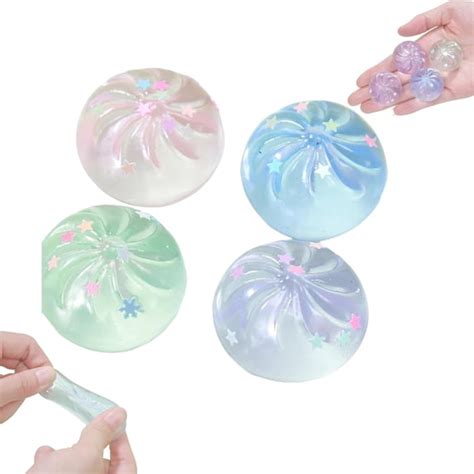 Clear Glitter Steamed Bun Squishy 4ps Glitter Dumpling Squishies Mini