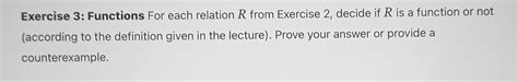 Solved Exercise Functions For Each Relation R From Chegg Com