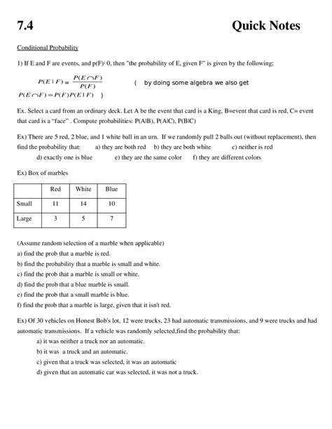 Notes On Conditional Probability Finite Mathematics Mat 119 Study