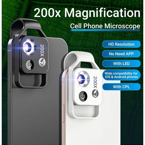 Apexel Hd 200x Magnification Microscope Lens With Cpl Mobile Led Light