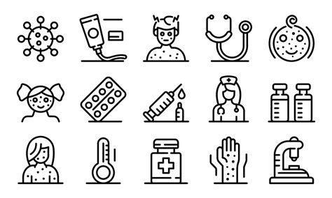 Chicken Pox Icons Set Outline Style 8858820 Vector Art At Vecteezy