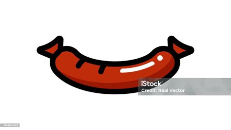 벡터 아이콘 그림입니다 형형색색의 소시지 흰색 배경에 고립되어 있습니다 건강하지 못한 생활방식에 대한 스톡 벡터 아트 및 기타