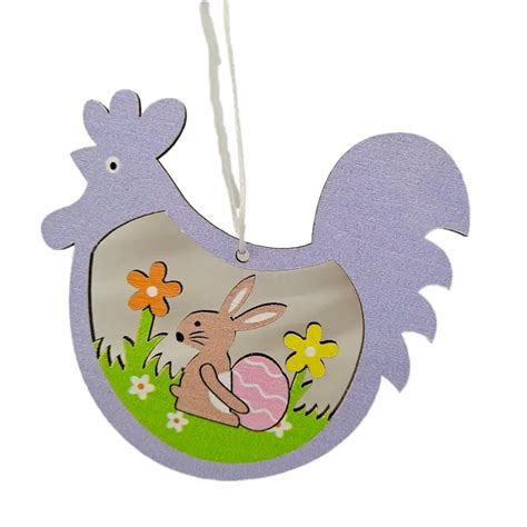 10pc Easter Decoration Crafts Wooden Easter Bunny Pendant Home