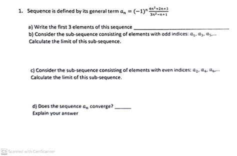 Solved Sequence Is Defined By Its General Term