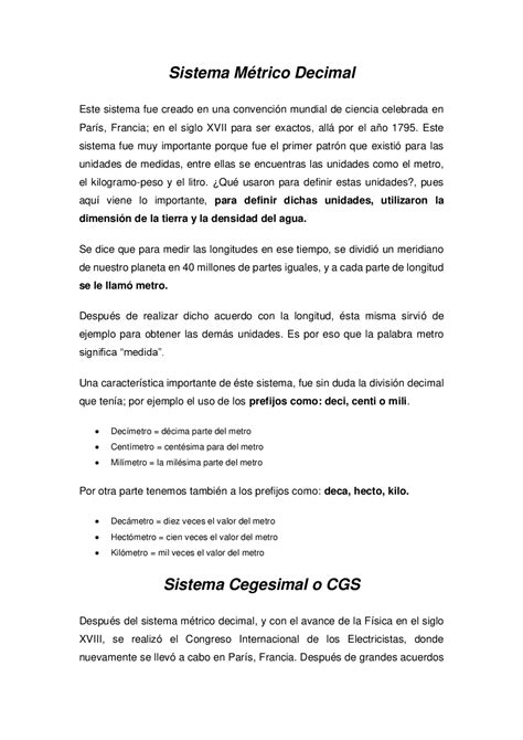 Sistema Métrico Decimal Notes De Méthodes Numériques En Ingénierie