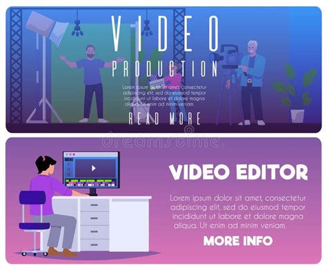 Video Creation And Editing Set Of Vector Banners With Place For Text