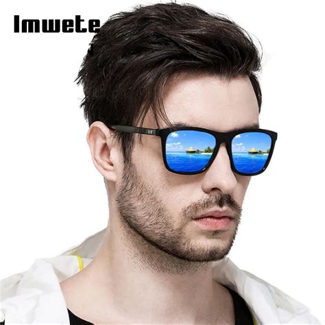 Imwete Polarized Sunglasses Men Sun Glasses Fashion Square Black Frame