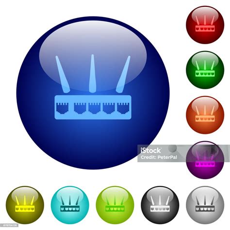Wireless Router Color Glass Buttons Stock Illustration Download Image Now Bandwidth Blue