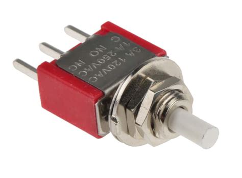 Rs Pro Rs Pro Push Button Switch Momentary Pcb 635mm Cutout Spdt 3250125v Ac 734